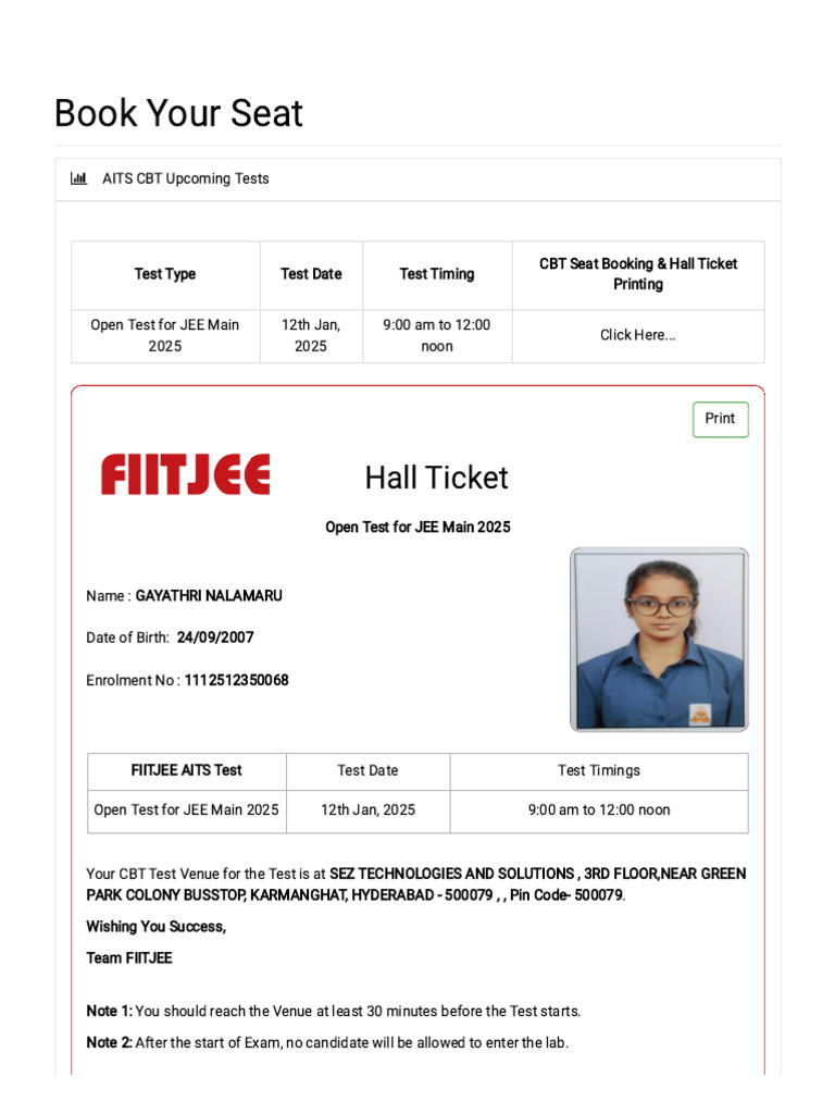 FIITJEE AITS-CBT Registration | PDF | Student Assessment And Evaluation ...