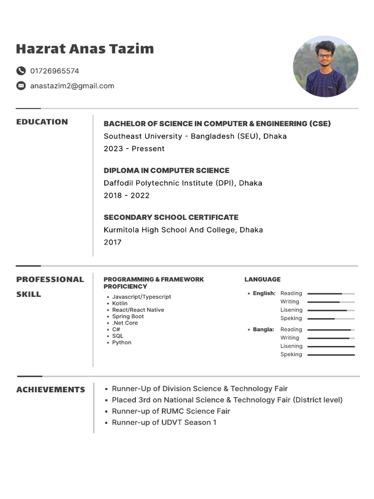 Cv format | PDF | Computing | Software