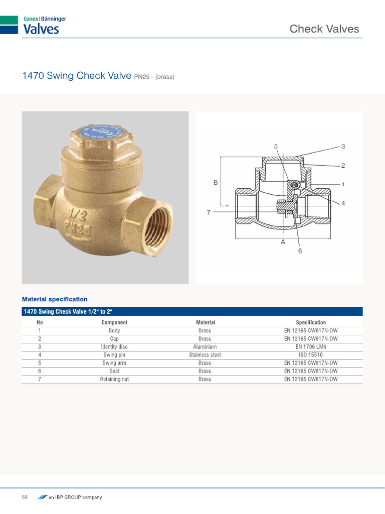Conex 1470 BRASS CHECK VALVE | PDF