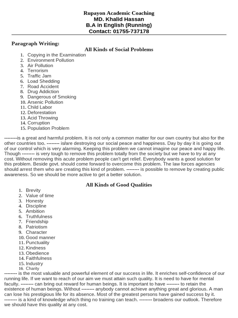 Basic English With Tense, Paragraph, Sentence and Preposition ...