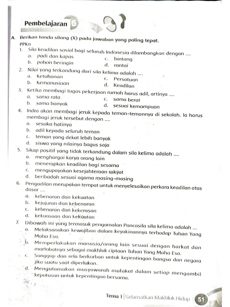 Penilaian Pemb 6 Tema 1.2 | PDF