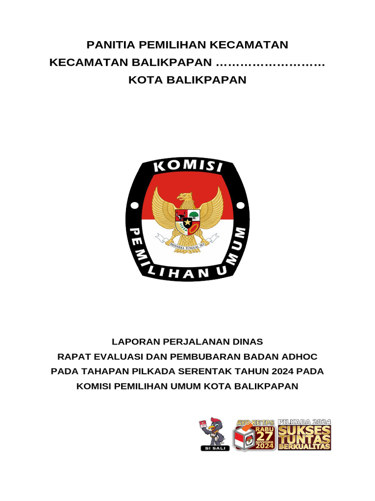 Format Cover Laporan Perjadin PPK, PPS, Sekret | PDF