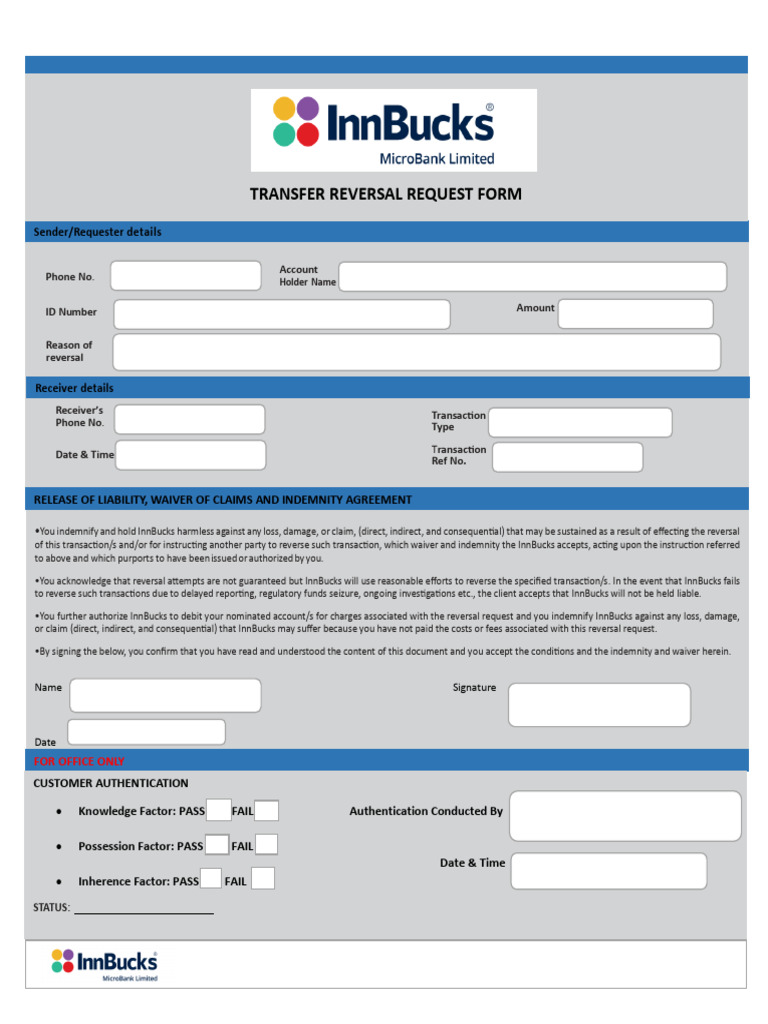 Transfer Reversal Form Revised Final 1 3 1 1 1 | PDF | Indemnity ...
