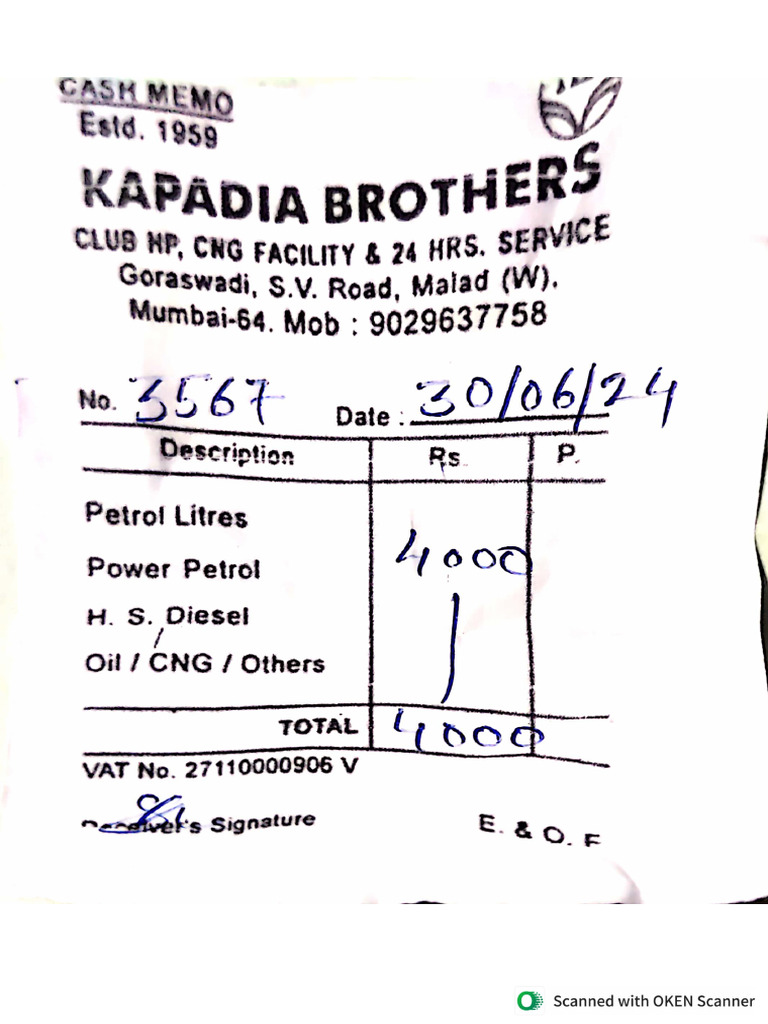 Fuel Receipt 1 | PDF