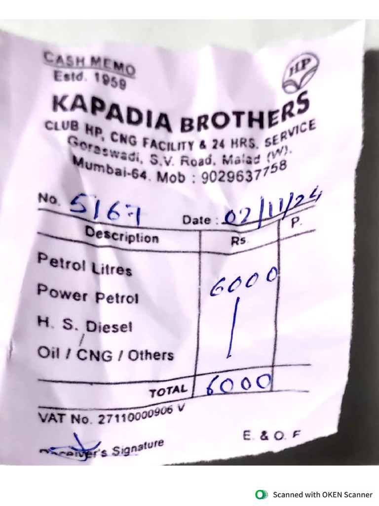 Fuel Receipt 5 | PDF