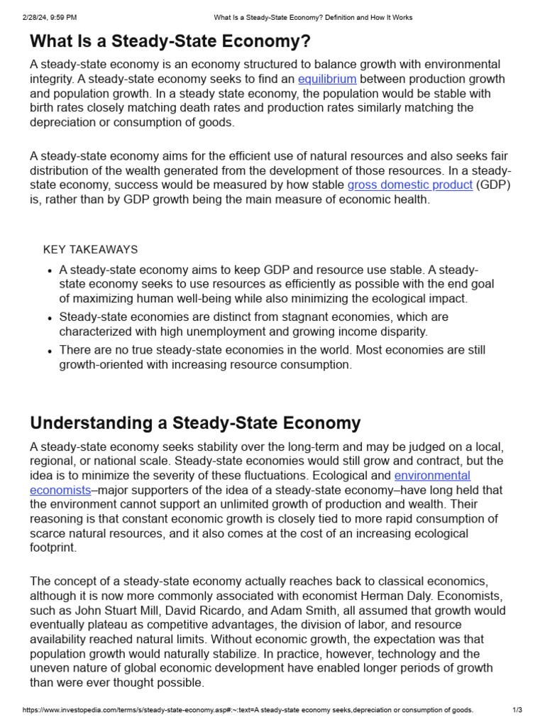 Understanding Steady-State Economies | PDF | Steady State | Economics