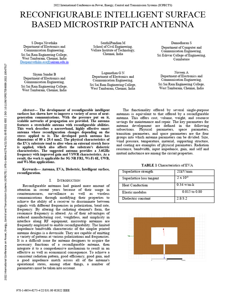 Reconfigurable Microstrip Patch Antenna | PDF | Antenna (Radio) | Physical Sciences