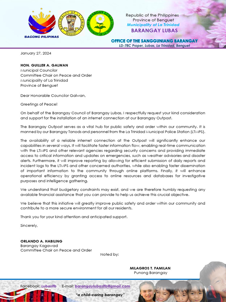 Request Letter-Internet Connection 1 | PDF