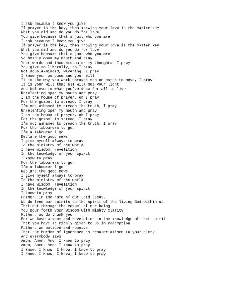 I Know To Pray | PDF