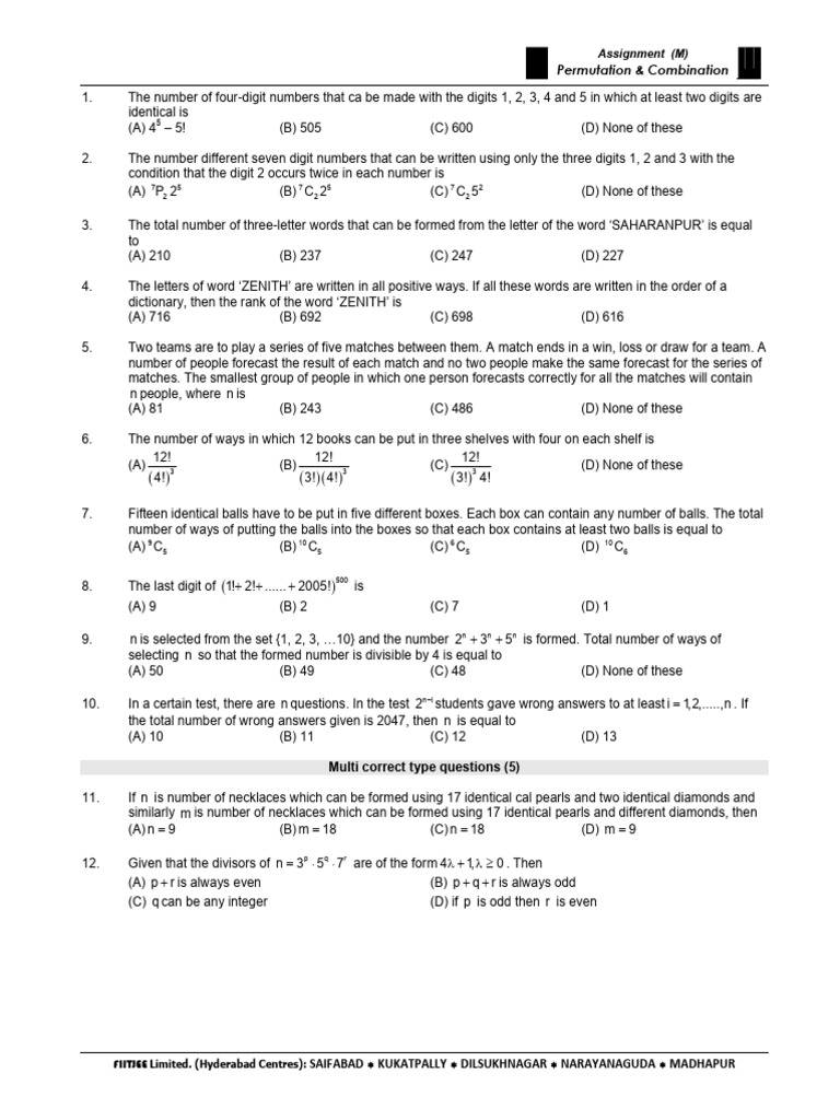 Permutation and Combinations | PDF | Mathematics | Discrete Mathematics