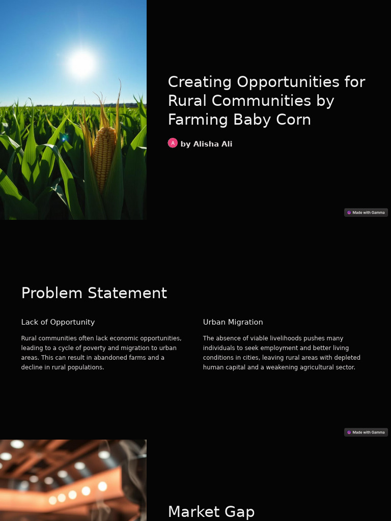 Creating Opportunities For Rural Communities by Farming Baby Corn | PDF ...