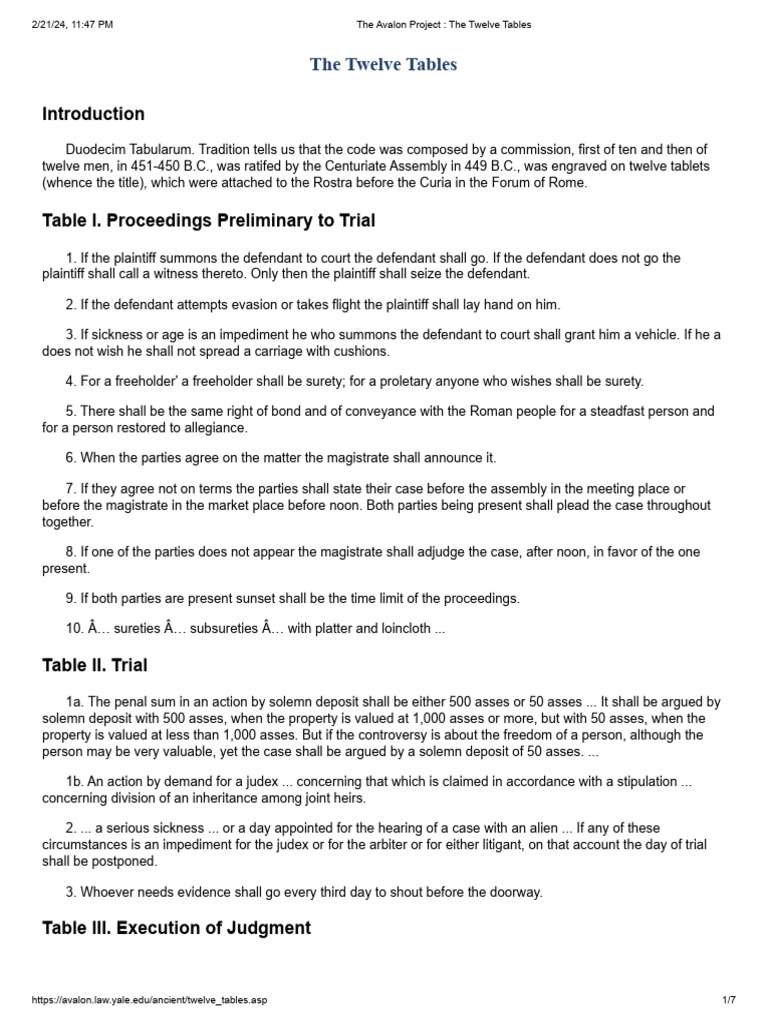 The Avalon Project - The Twelve Tables | PDF | Theft | Inheritance