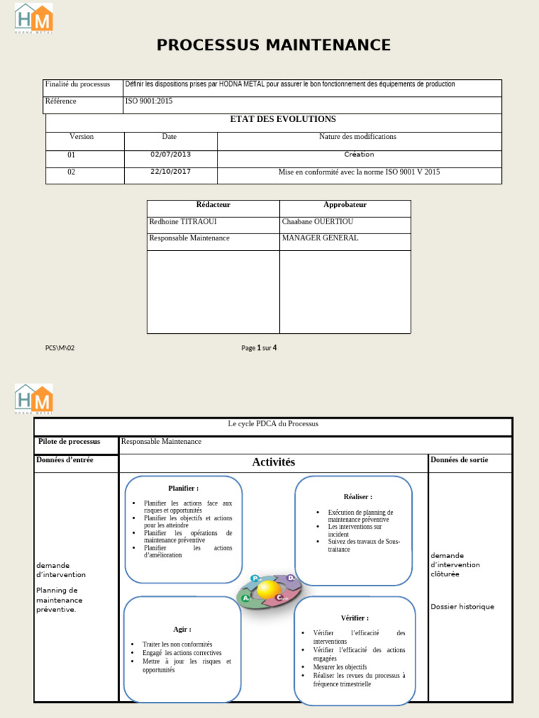 Processus de Maintenance ISO 9001:2015 | PDF | Informatique