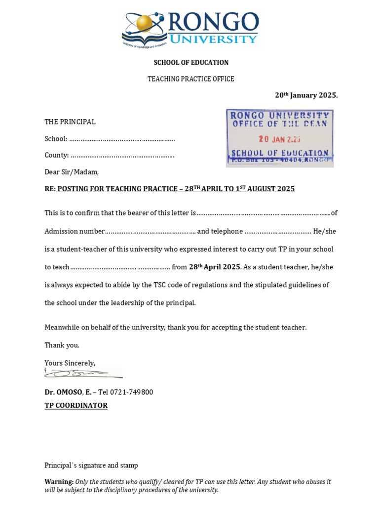 TP Letter of Posting 2025 - 250120 - 095703 | PDF