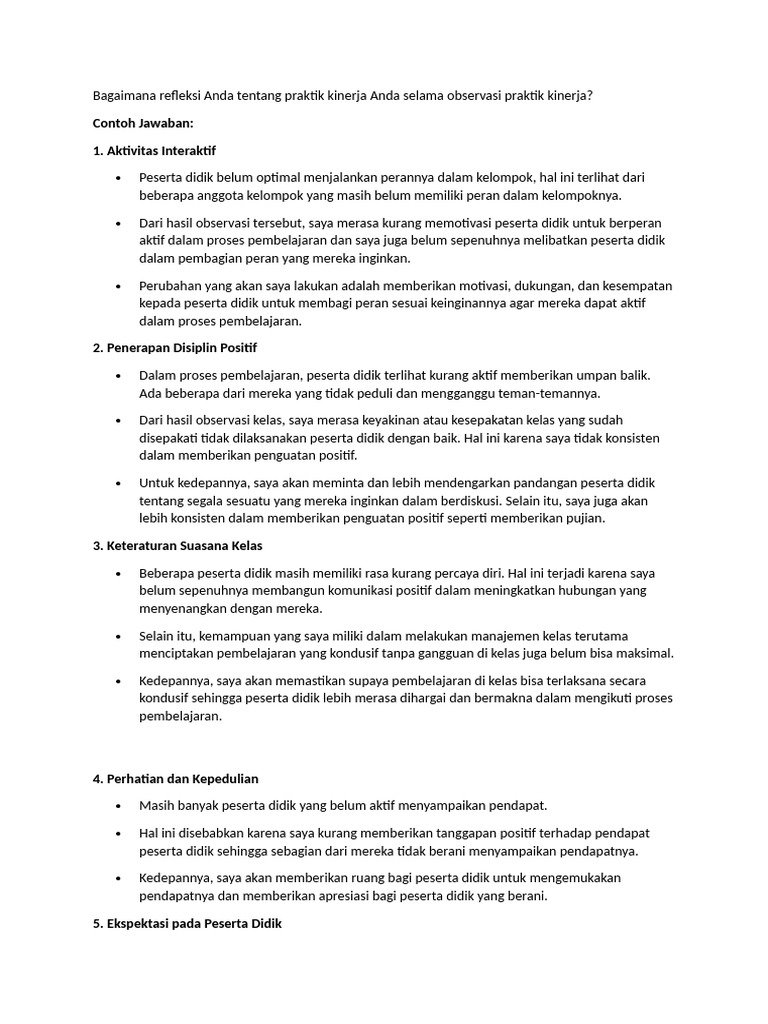 Refleksi Praktik Kinerja Guru | PDF
