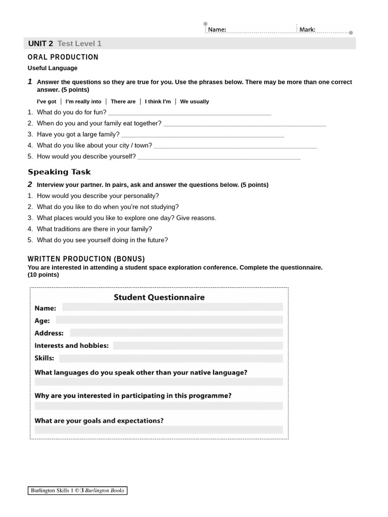 Oral and Written Language Practice | PDF