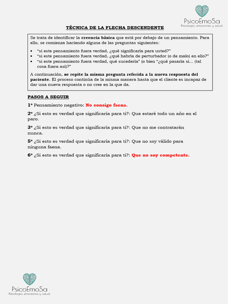 Creencias Subyacentes y Flecha Descendente | PDF