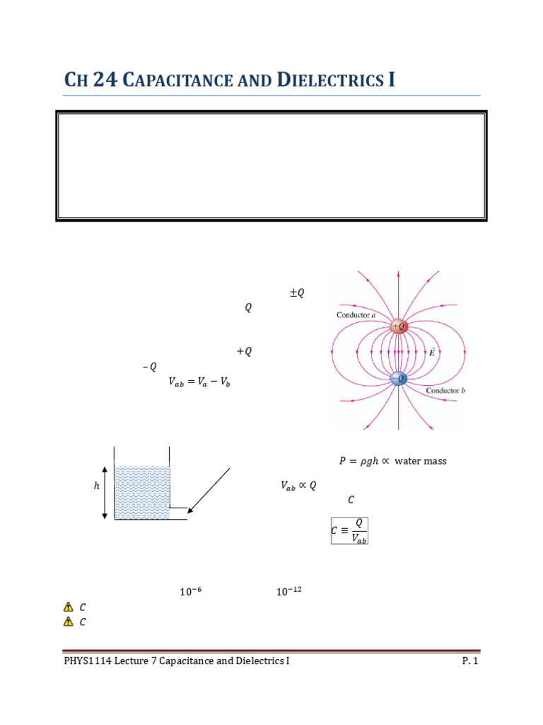 lecture07-ch24-1 | PDF | Capacitor | Capacitance