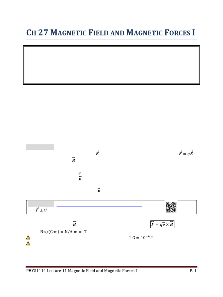 Lecture11 ch27 1 | PDF | Magnetic Field | Electron