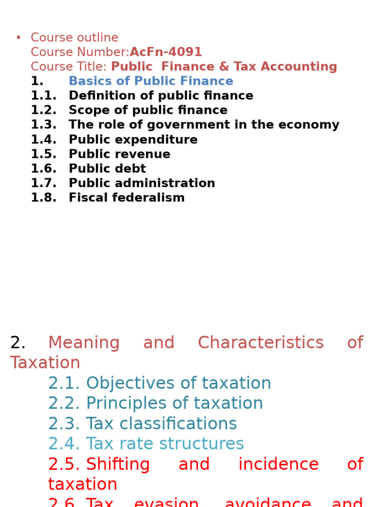 Public Finance and Taxation | PDF | Taxes | Public Finance