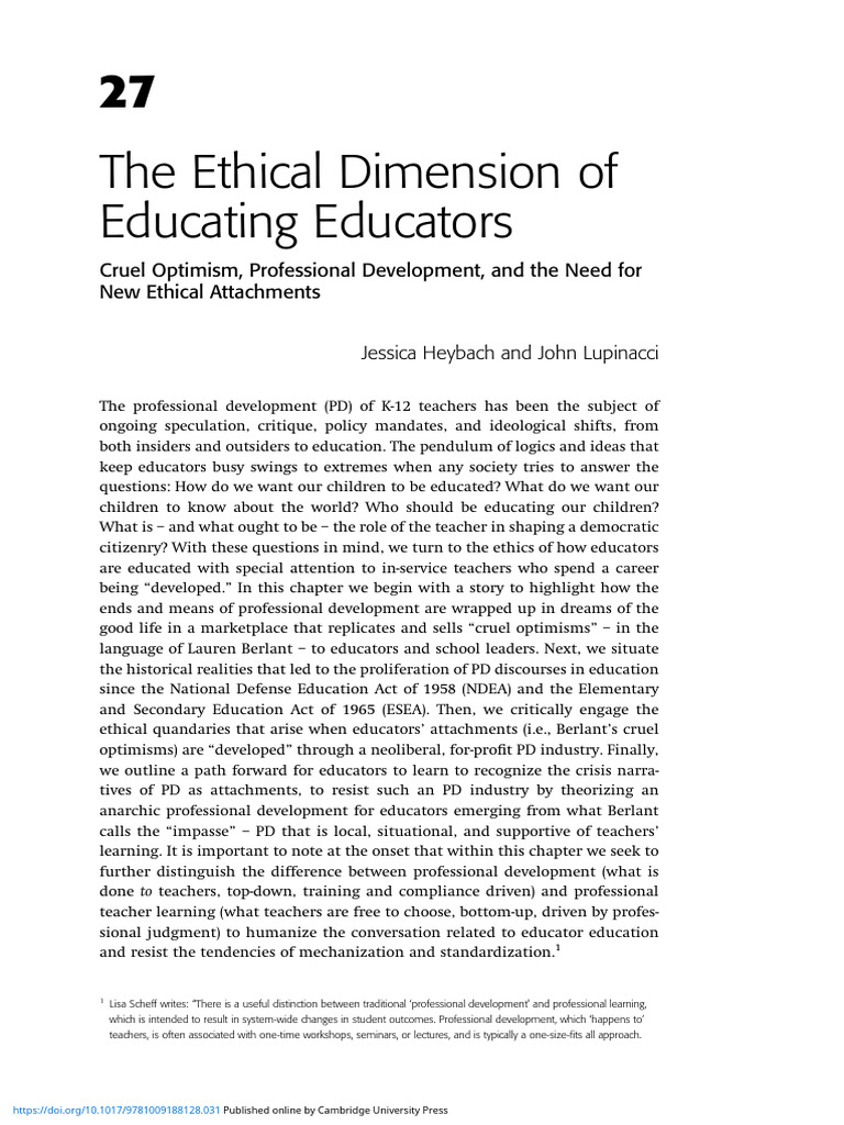 Ethical Challenges in Teacher Development | PDF | Elementary And ...