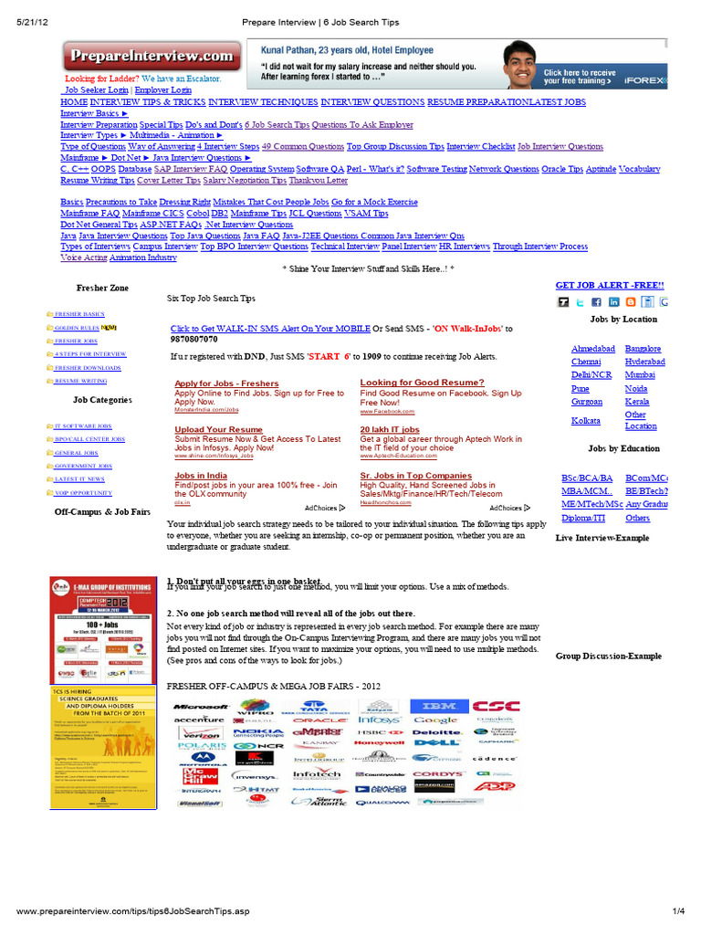 Prepare Interview - 6 Job Search Tips | PDF