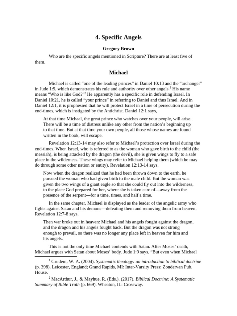 BrownG_ Specific Angelology_04 | PDF | Michael (Archangel) | Satan