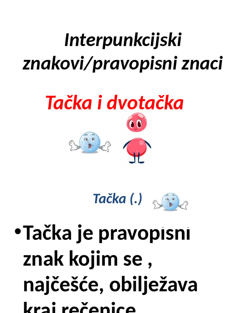 Interpunkcijski Znakovi Tačka I Dvotačka | PDF