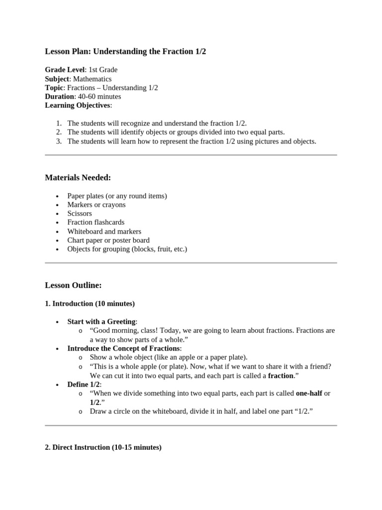 Lesson Plan Fraction Math | PDF