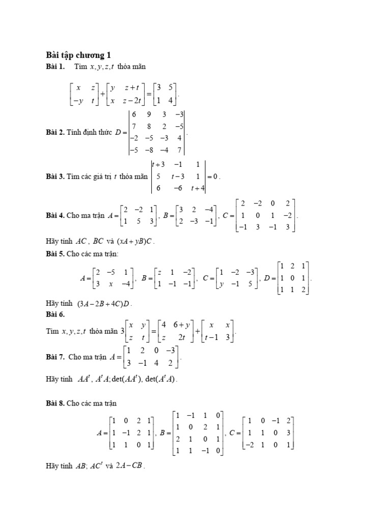 Bài Tập Chương 1- TCC2 | PDF