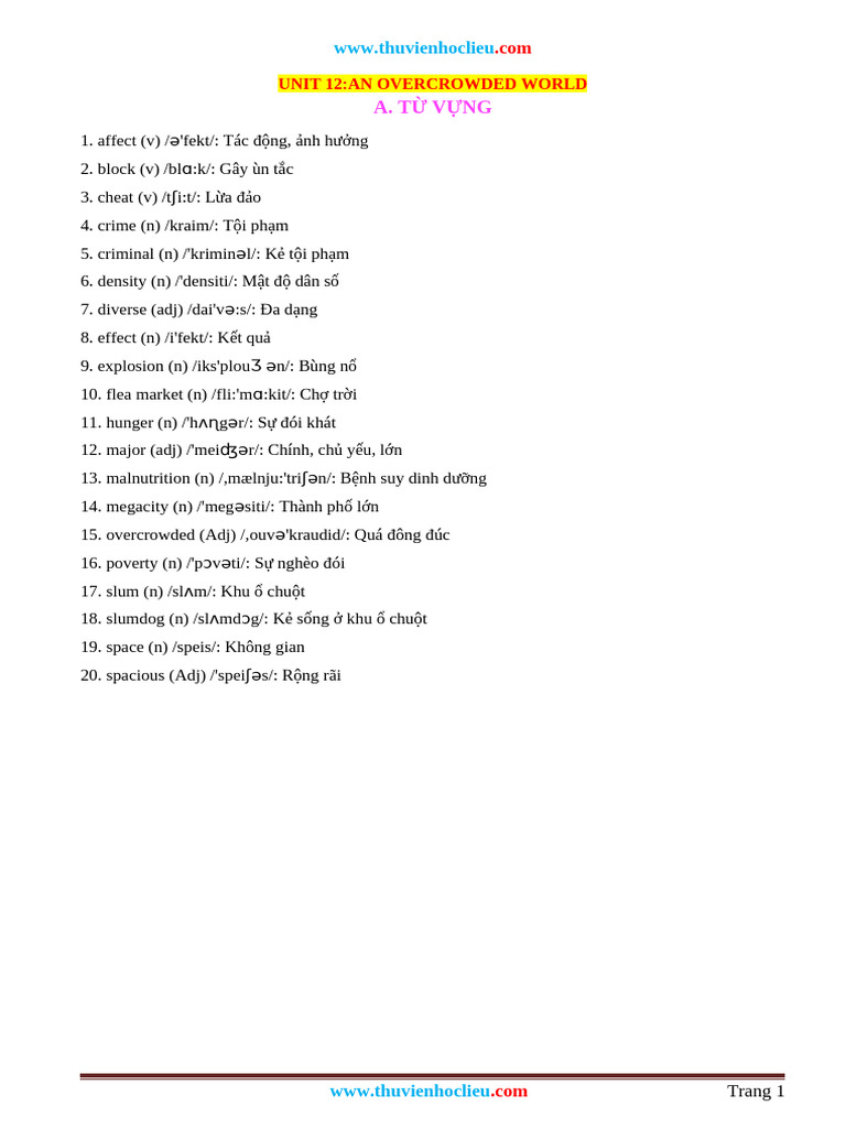 BTTHCS TA7 Unit 12 | PDF