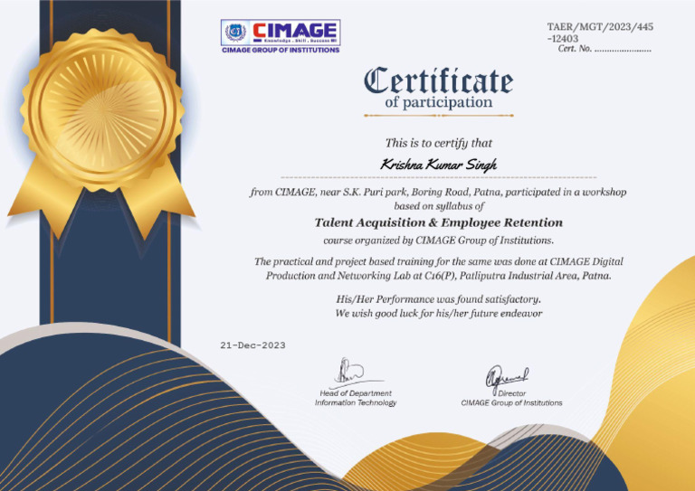 445-12403 - Krishna Kumar Singh-Certificate | PDF