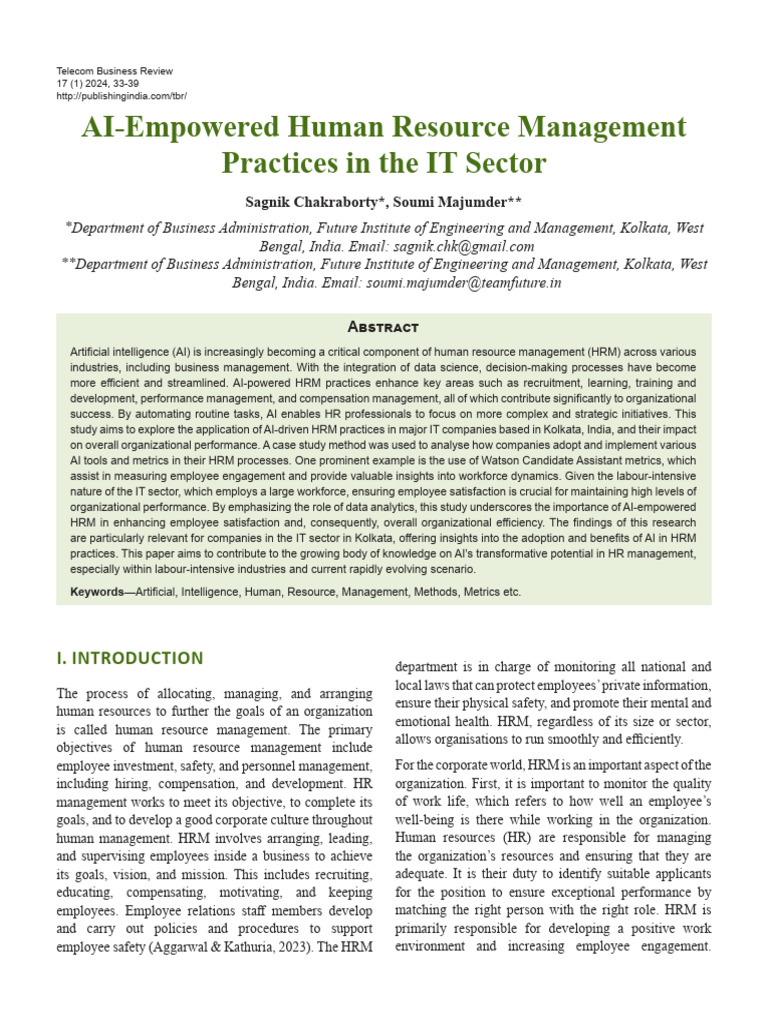 AI in IT Sector HR Management | PDF | Human Resource Management ...