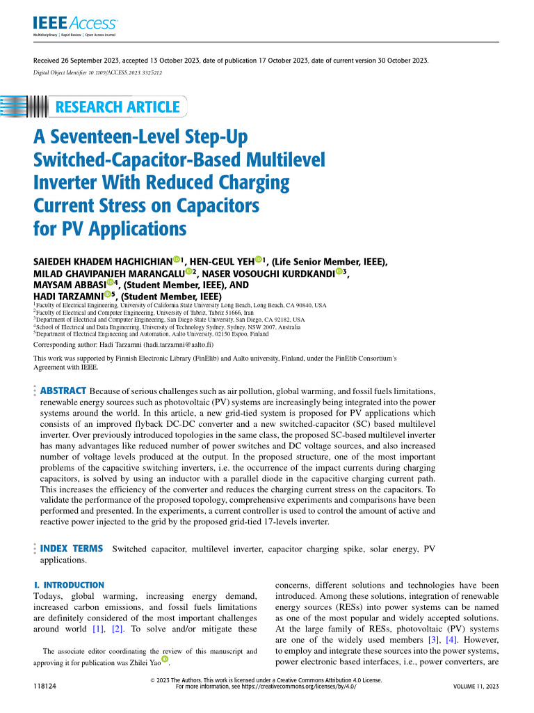A Seventeen-Level Step-Up Switched-Capacitor-Based Multilevel Inverter With Reduced Charging ...