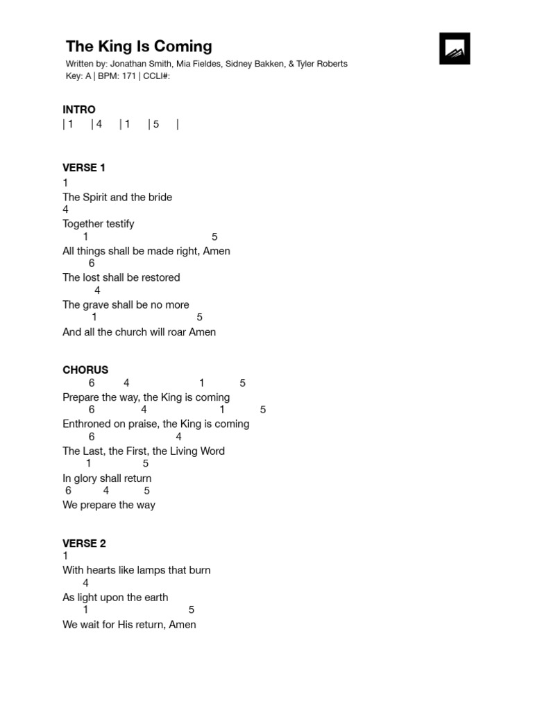 The King Is Coming - Numbers | PDF | Glory (Religion) | Christian ...