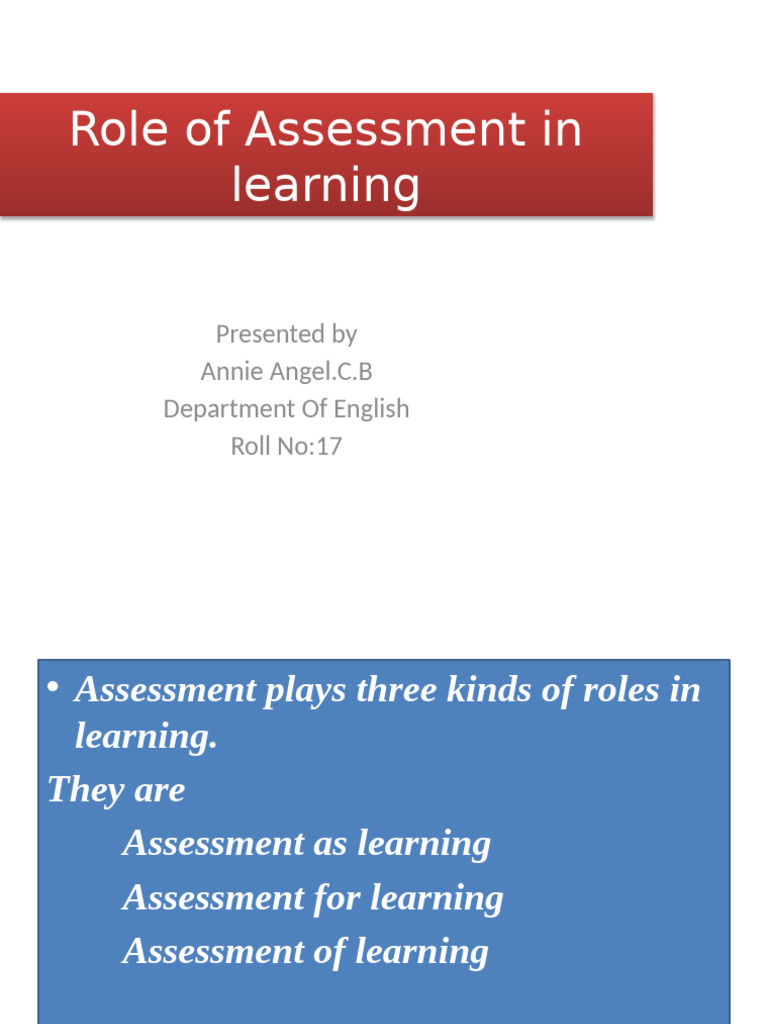 Role of Assessment in Learning | PDF | Educational Assessment | Learning