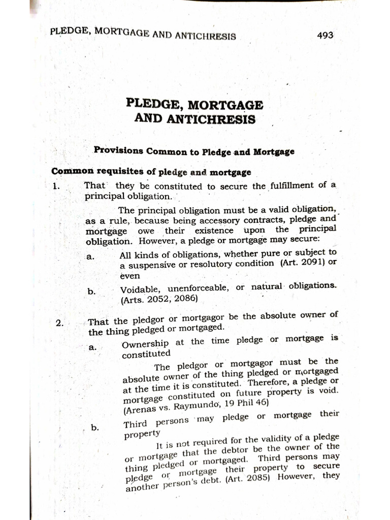 Pledge, Mortgage and Antichresis | PDF
