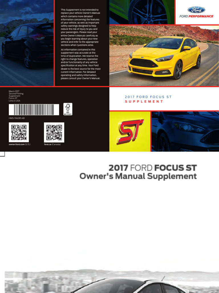 2017 Ford Focus ST Supplement Version 2 ST en US 03 2017 | PDF | Clutch ...
