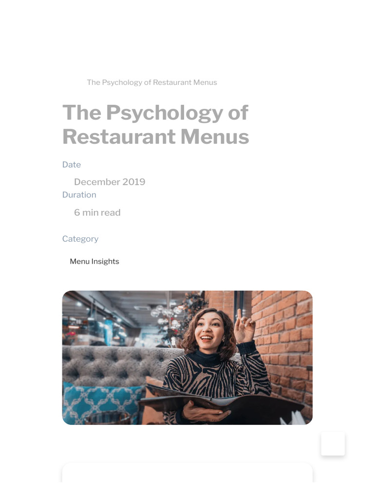 The Psychology of Restaurant Menus - Revenue Management Solutions | PDF ...