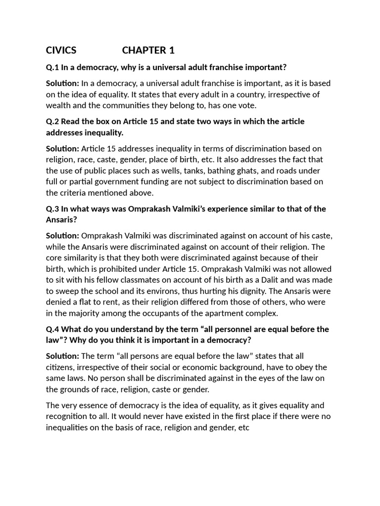 Civics Chapter 1 | PDF