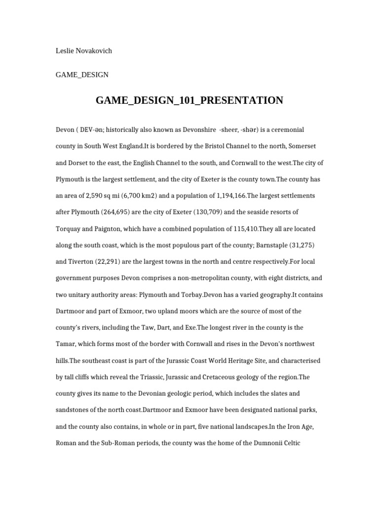 Game Design 101 Presentation | PDF | Devon | Celtic Britons