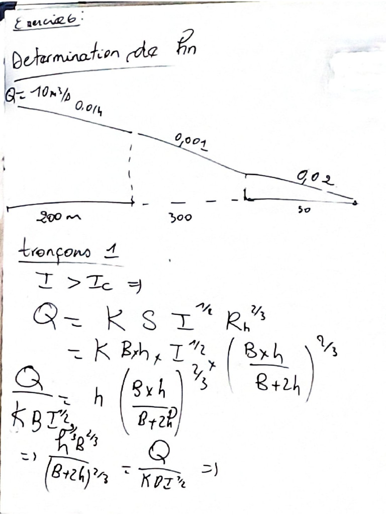 Exercice Écoulement Surface Libre | PDF