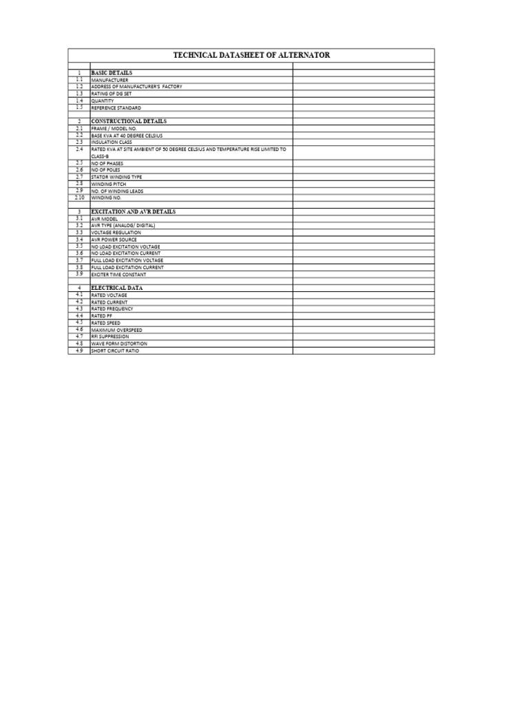 DATASHEET OF ALTERNATOR | PDF | Electrical Components | Electrical Engineering