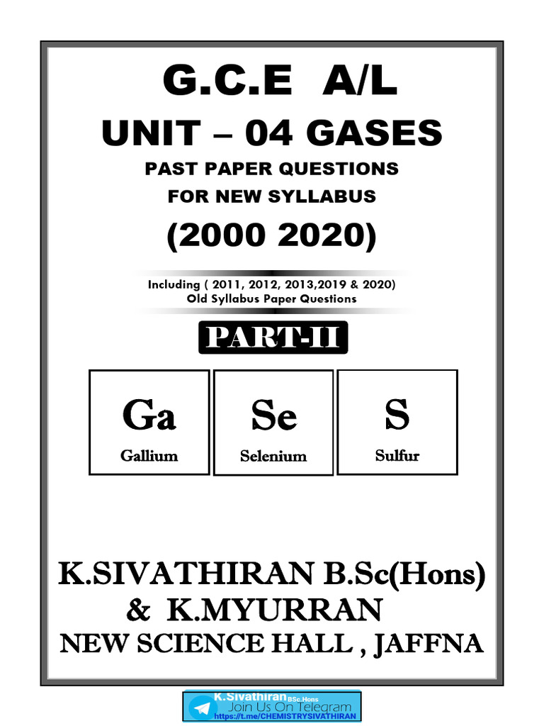Chemistry Past Papers for Jaffna Students | PDF