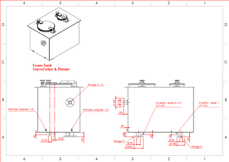 PJ.1-Assem Foam Tank - Layout Pipe, Flange | PDF | Plumbing