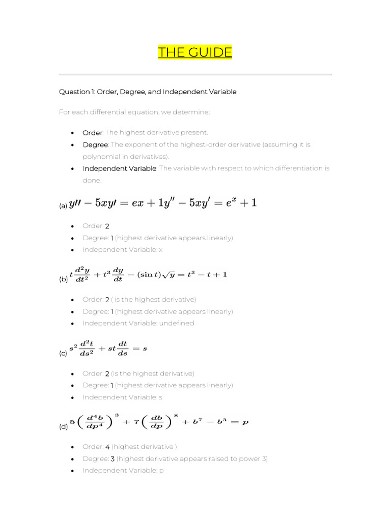 Differential Equations The Guide Pdf Derivative Equations