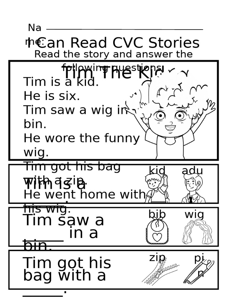 Short O CVC Stories Reading Comprehension English Worksheet | PDF