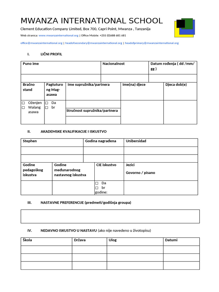 MIS Staff Application Form | PDF
