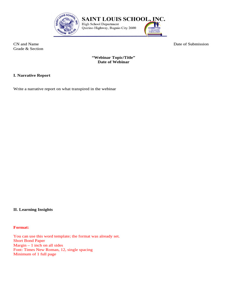 Narrative Report Template GR 11 Entrep JA | PDF