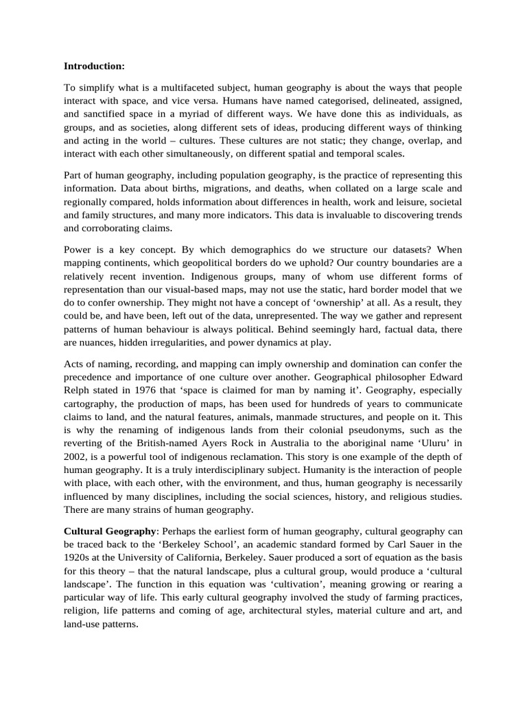 Defining Human Geography - Major Theme - Contemporary Relevance World Migration Pattern | PDF ...